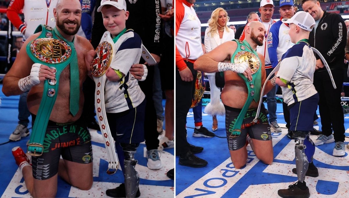 (Video) Tyson Fury's touching gesture fulfils the dream of an amputee kid