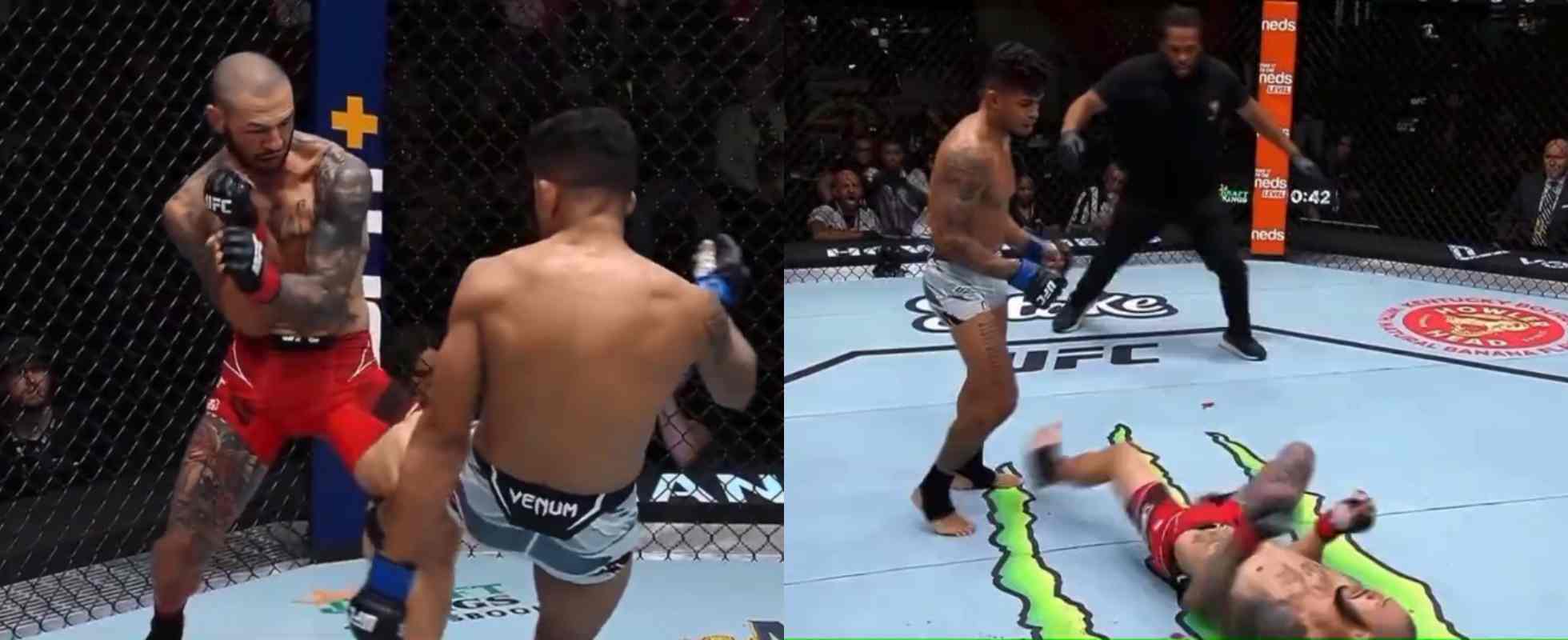 (Video) Cub Swanson suffers leg kick TKO in bantamweight debut