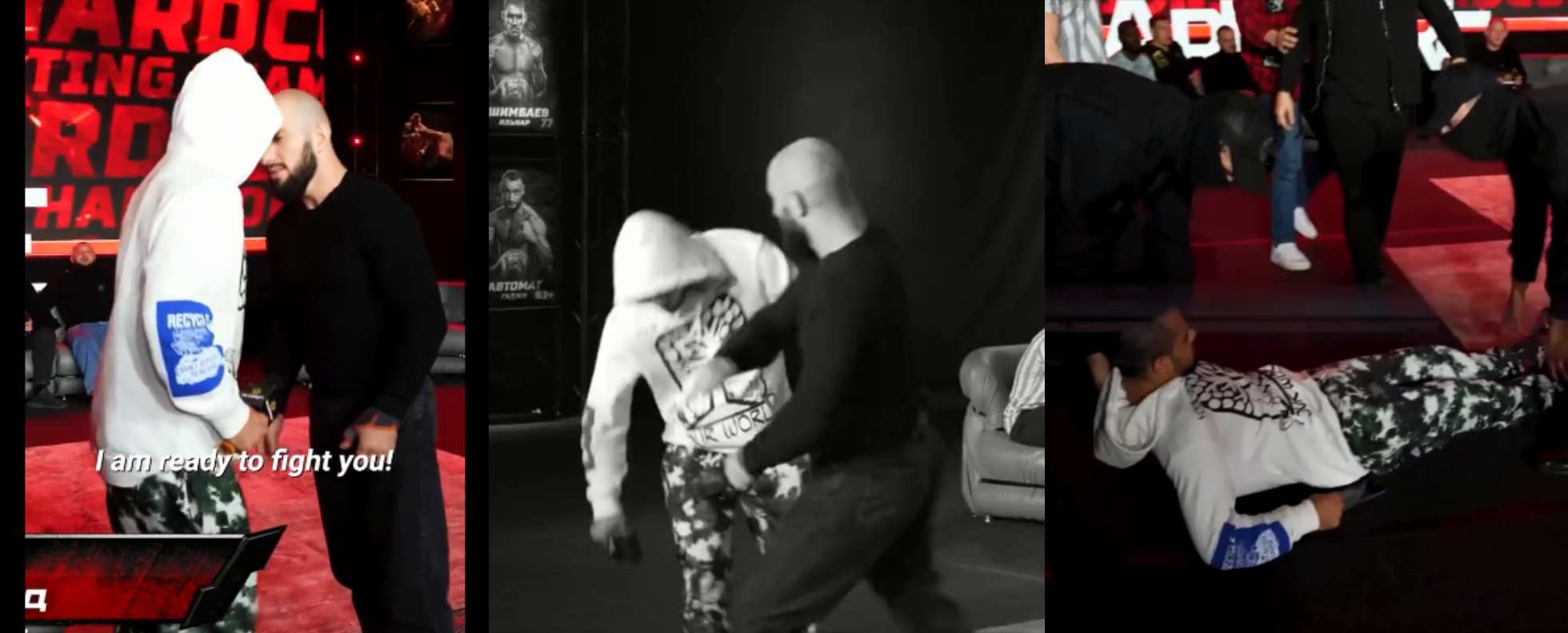 (Video) Bare knuckle boxer knocks out opponent during press conference