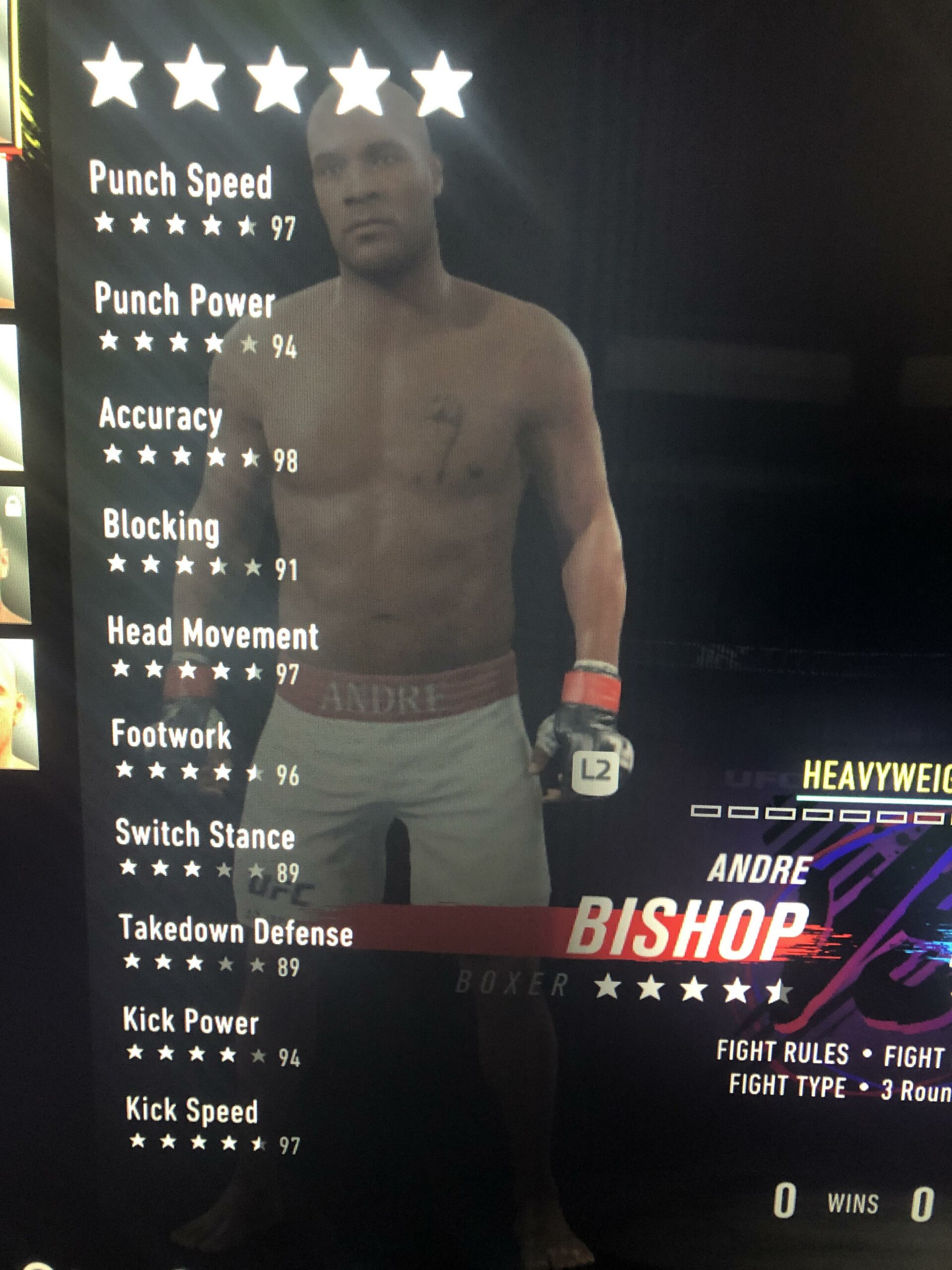 Who is Andre Bishop, the most OP striker in the UFC game?