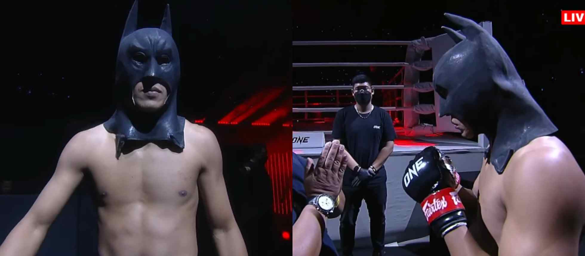 (Video) 'Batman' scores win after a memorable bat mask entrance
