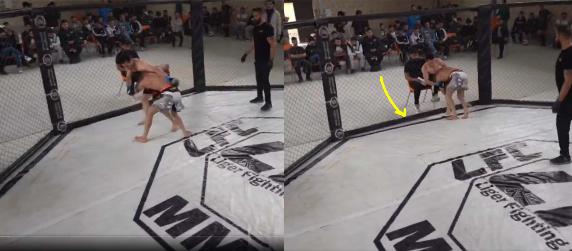 (Video) MMA Cage keeps moving during Liger FC